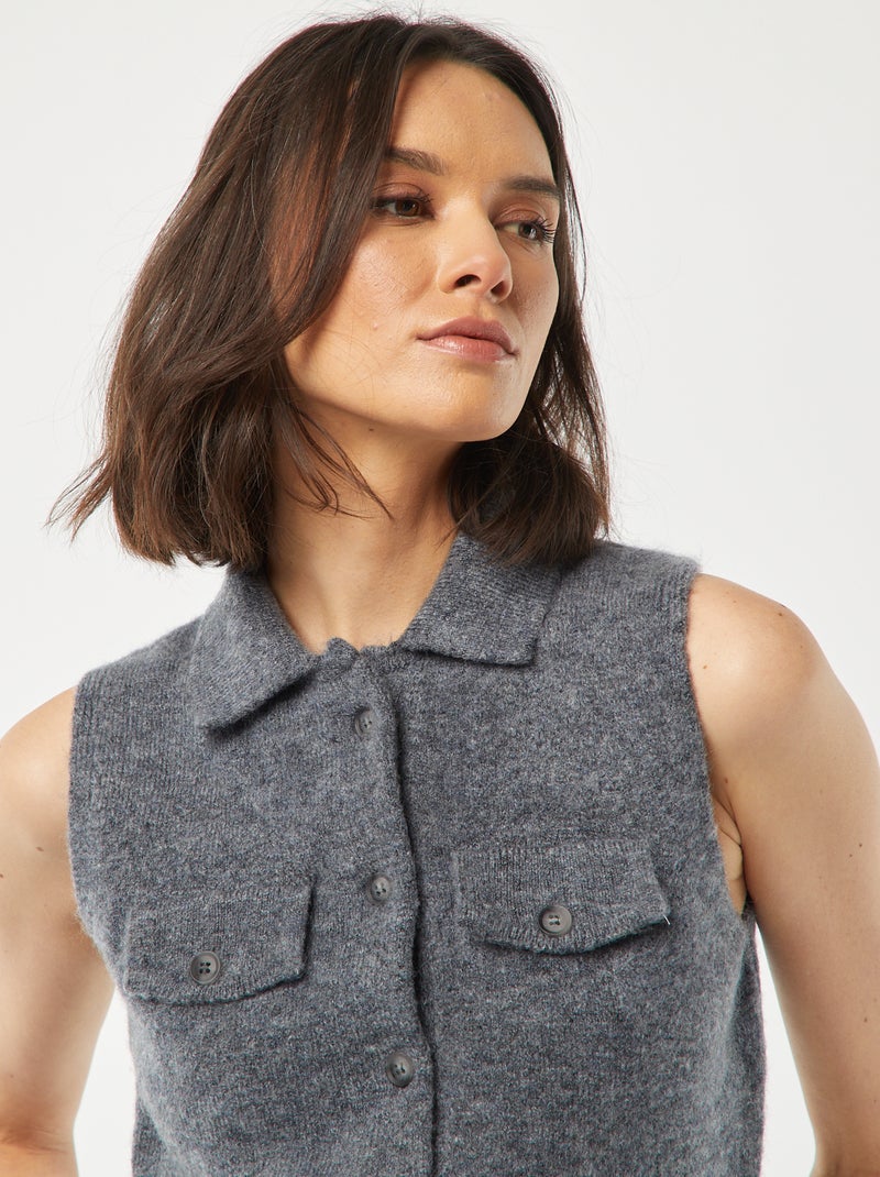 Chaleco con bolsillos en el pecho - GRIS - Mujer - 18.00€ - Kiabi