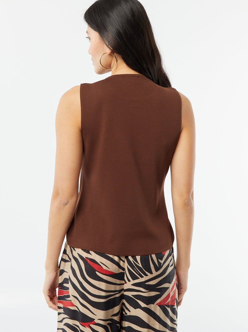 Chaleco con botones dorados - Marron - Mujer - 18.00€ - Kiabi