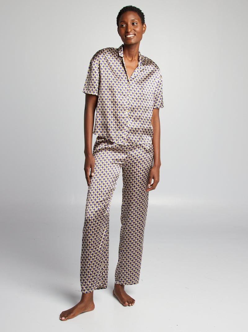 Conjunto con blusa de raso - pantalón estampado - ROSA - 0.00€ - Kiabi