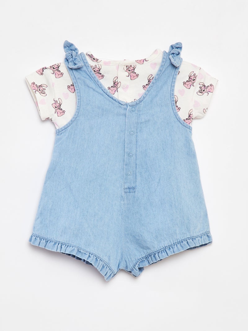 Conjunto de camiseta + peto vaquero 'Stitch' - ROSA - Bebé niña - 20.00 ...