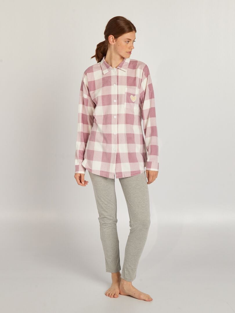 Conjunto de pijama con blusa - 2 piezas - rosa/gris - Kiabi - 19.00€