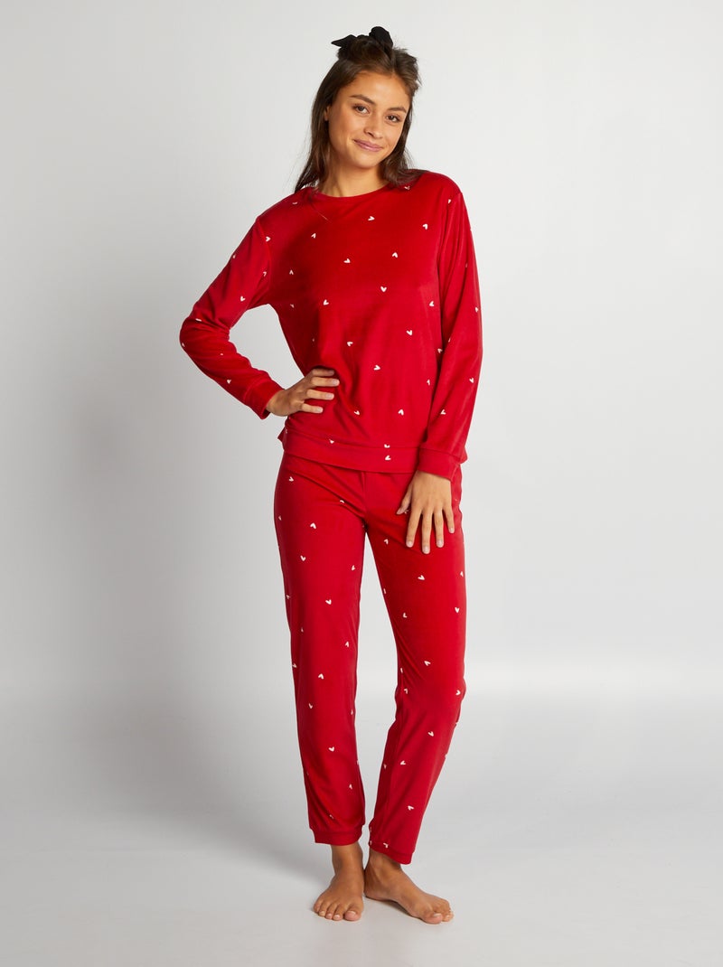 Conjunto de pijama largo de tejido suave - 2 piezas - ROJO - Kiabi - 18.00€