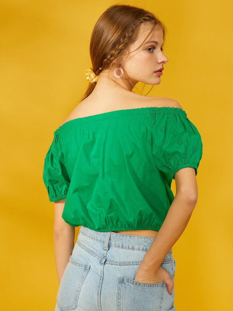 Crop top fantasía con bordado - VERDE - Kiabi - 12.00€