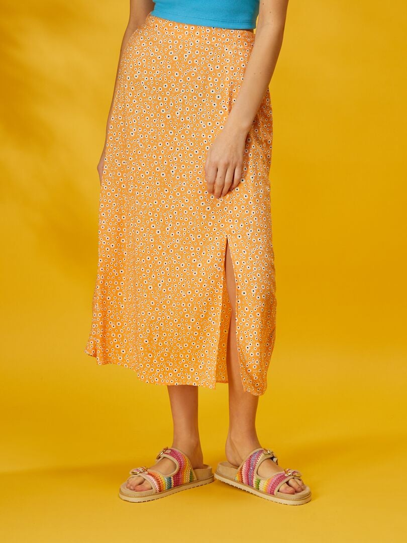 Falda larga con estampado de flores - NARANJA - Kiabi - 12.00€ Falda larga con estampado de flores - NARANJA - Kiabi - 12.00€