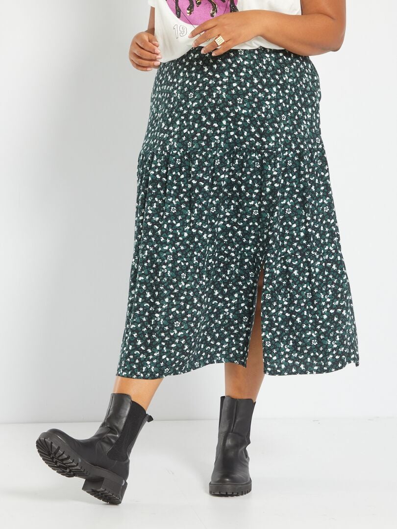 Falda larga con estampado de flores - NEGRO - Kiabi - 18.00€ Falda larga con estampado de flores - NEGRO - Kiabi - 18.00€