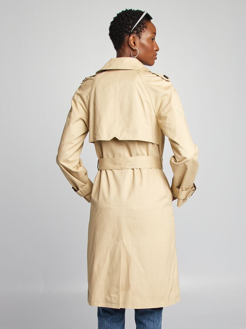 Gabardina larga lisa - BEIGE - Kiabi - 40.00€