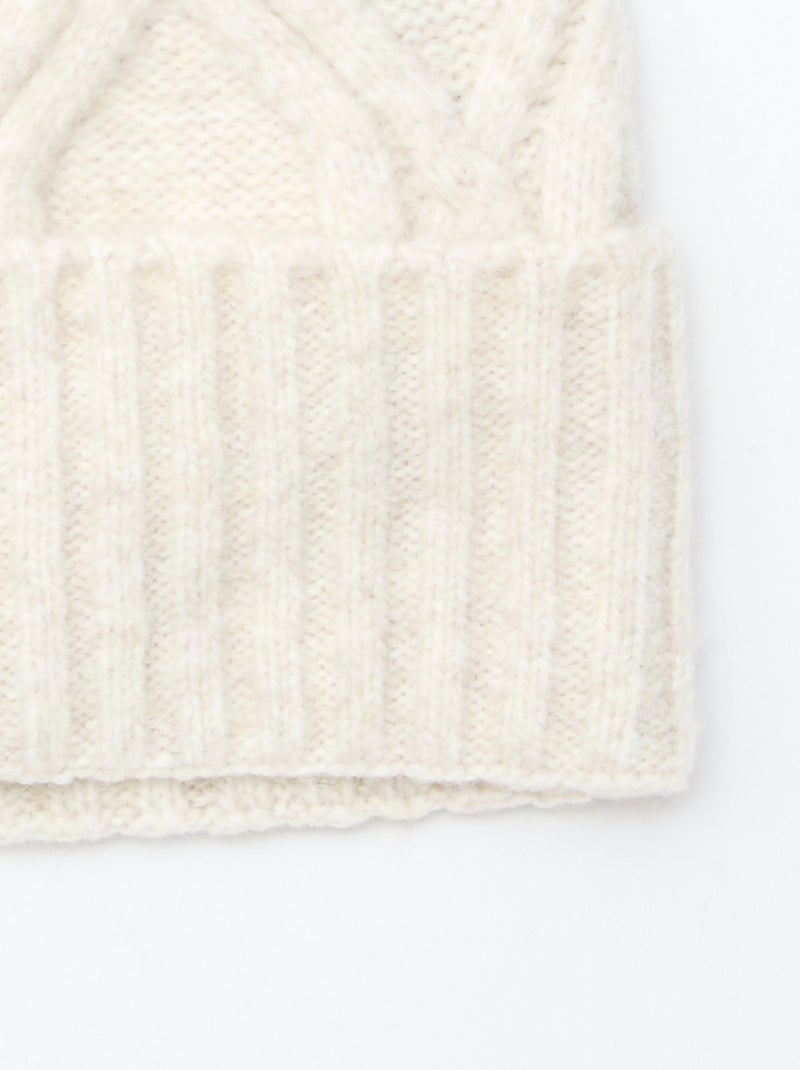 Gorro de punto acanalado y trenzado liso - Beige - Mujer - 8.00€ - Kiabi
