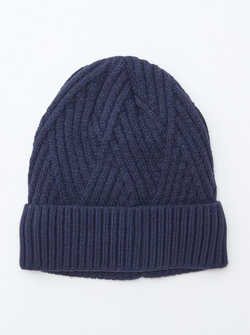Gorro liso de punto - Azul - Niño - 7.00€ - Kiabi