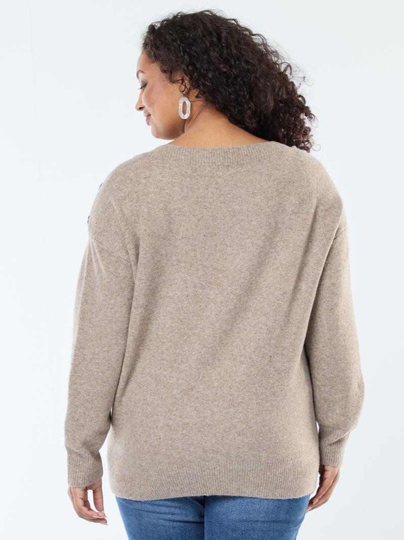 Jersey con botones decorativos en el hombro - Marron - Kiabi - 22.00€