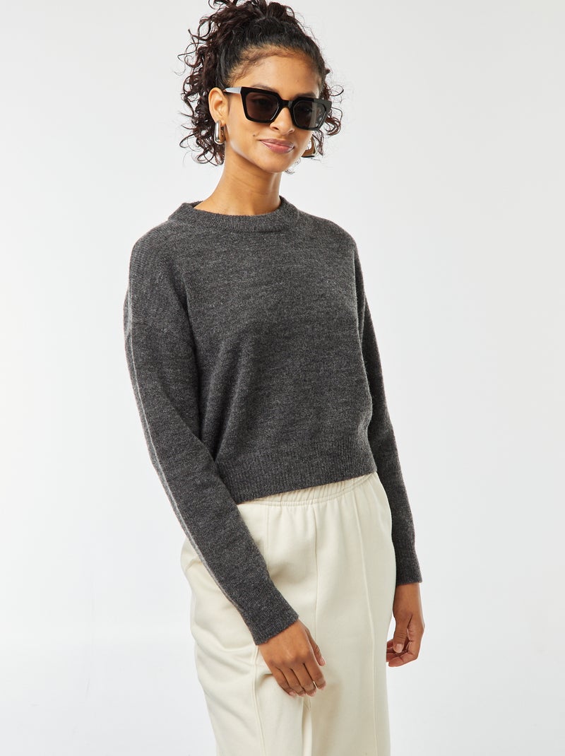 Jersey crop top de punto suave - Gris - Adolescente chica - 13.00€ - Kiabi