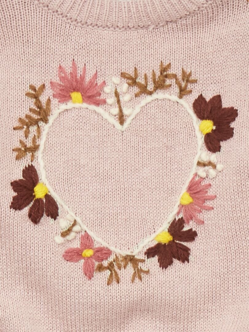 Jersey De Cuello Redondo Bordado Corazón Rosa Kiabi 25 00