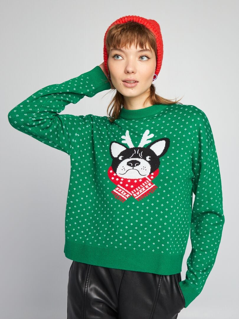 Jersey de Navidad 'Bulldog' - VERDE - Kiabi - 15.00€