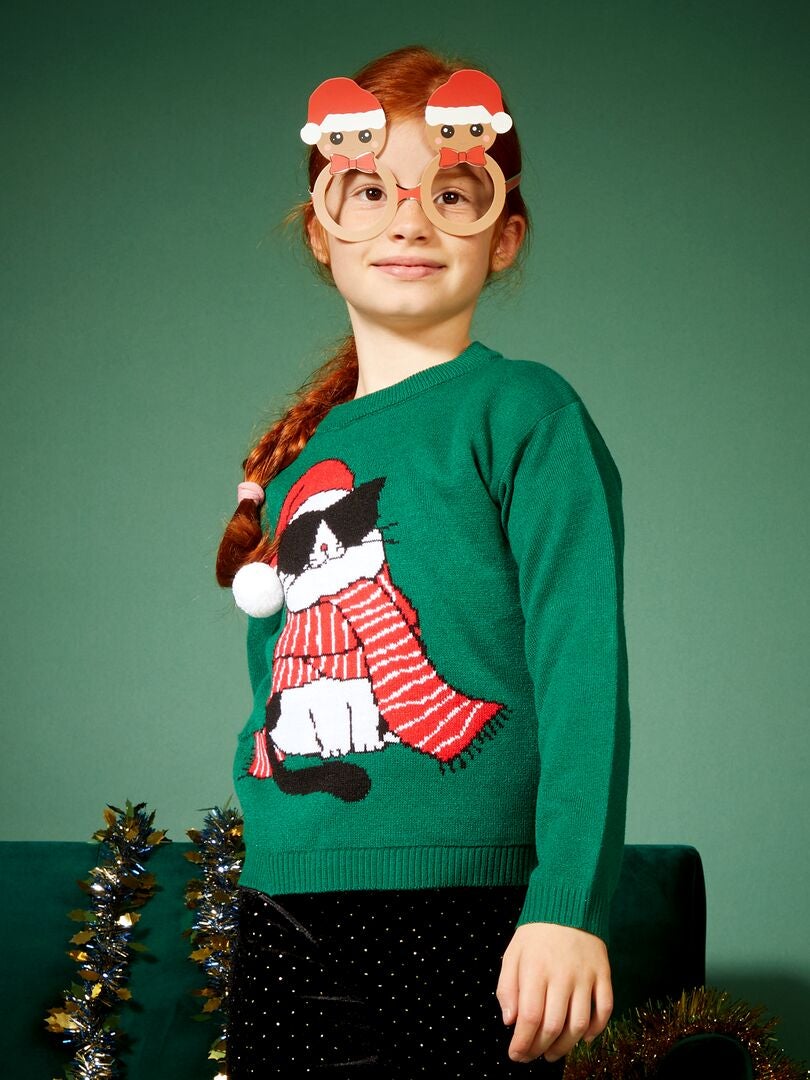 Jersey de Navidad con gato - VERDE - Kiabi - 10.00€