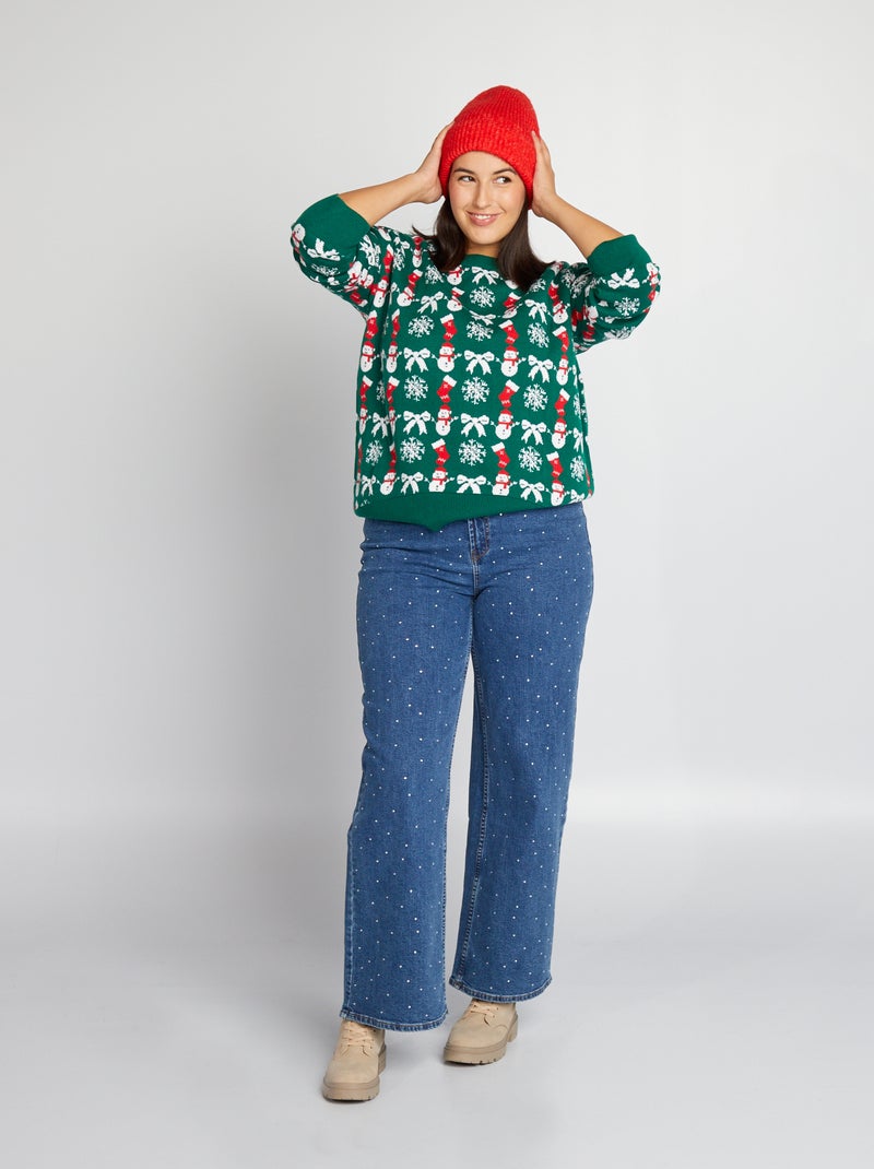 Jersey de Navidad estampado - VERDE - Tallas grandes - 17.00€ - Kiabi