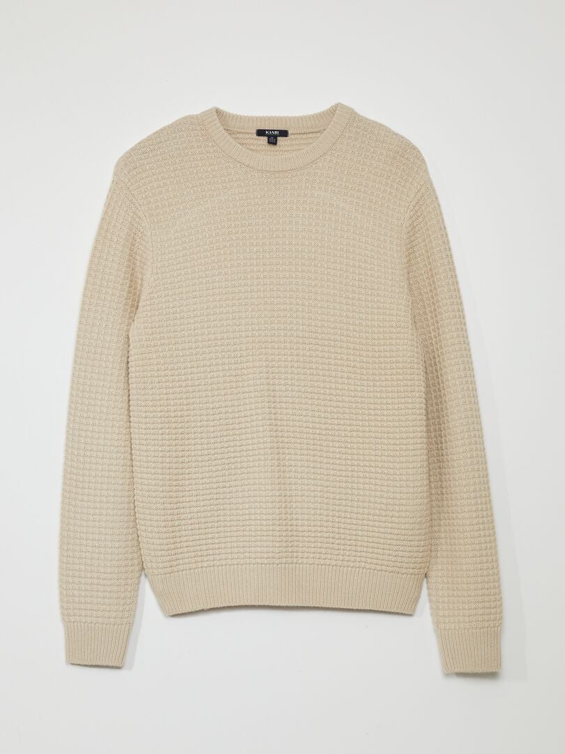 Jersey de punto con cuello redondo - BEIGE - Kiabi - 20.00€