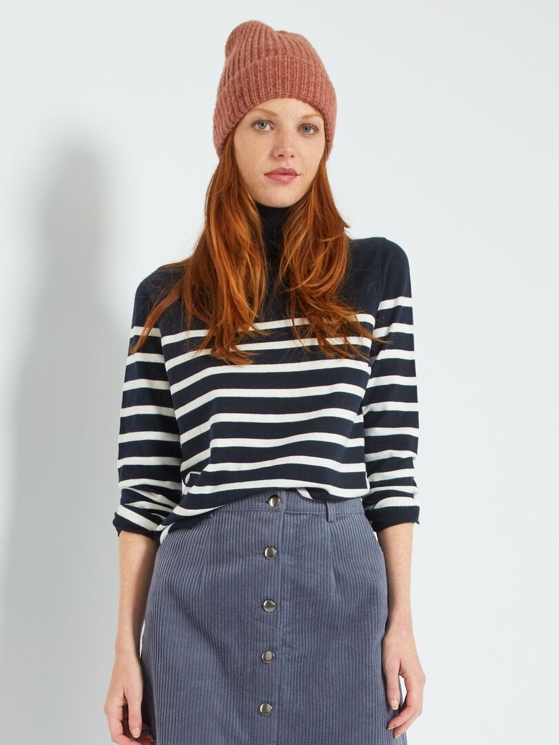 Jersey de punto fino con cuello vuelto - AZUL - Kiabi - 10.00€ Jersey de punto fino con cuello vuelto - AZUL - Kiabi - 10.00€