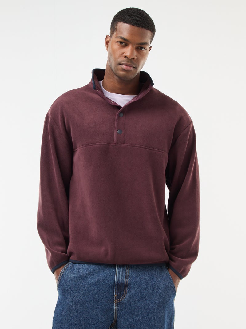 Jersey polar con cuello camionero abotonado - Purpura - Hombre - 20.00 ...