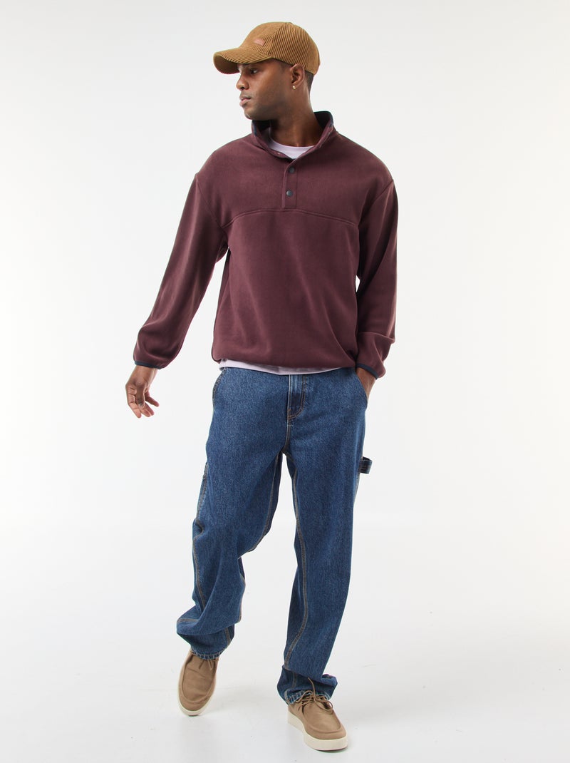 Jersey polar con cuello camionero abotonado - Purpura - Hombre - 20.00 ...