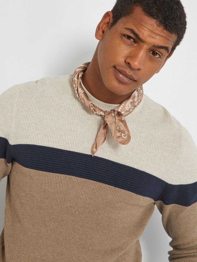 Jersey tricolor estilo colorblock - BEIGE - Kiabi - 18.00€