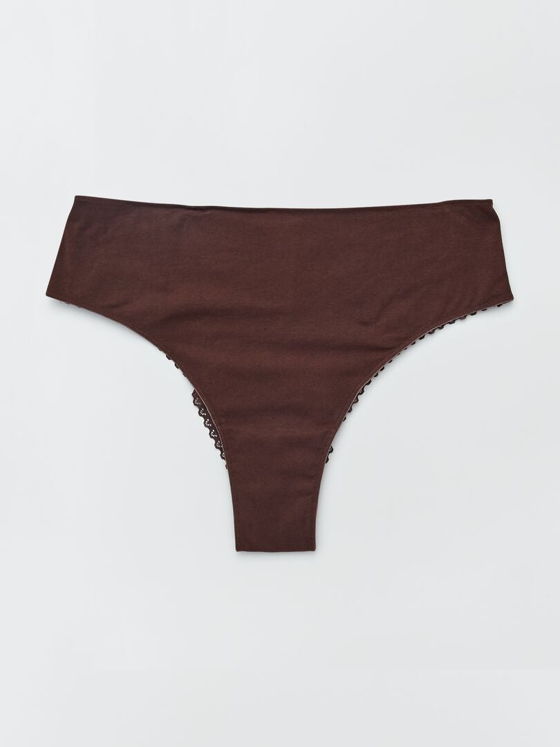 Pack de 2 braguitas brasileñas de punto y encaje - MARRON - Kiabi - 10.00€