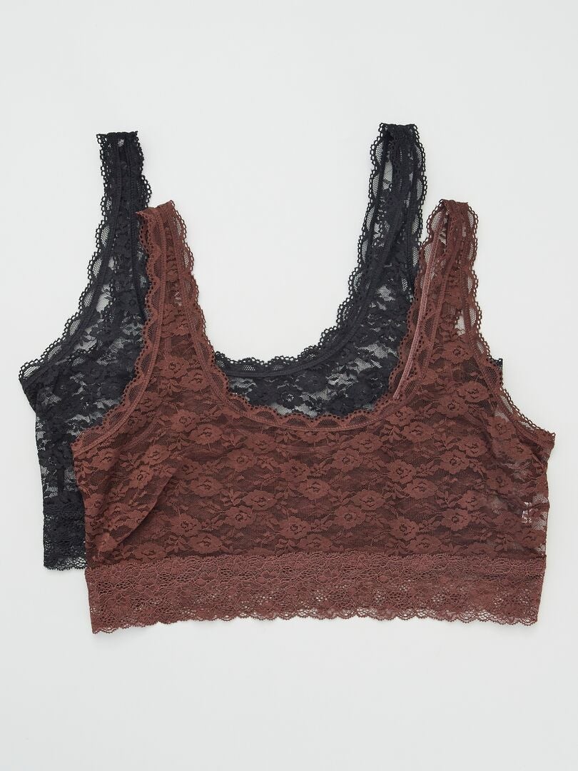 Pack de 2 tops de encaje - MARRON - Kiabi - 16.00€