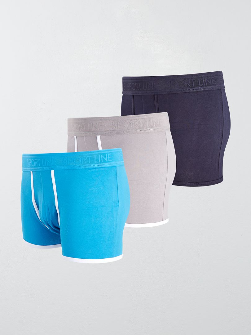 Pack de 3 boxers lisos elásticos - AZUL - Kiabi - 12.00€