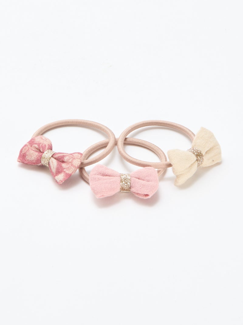 Pack de 3 gomas con lazos fantasía - Rosa - 3.50€ - Kiabi