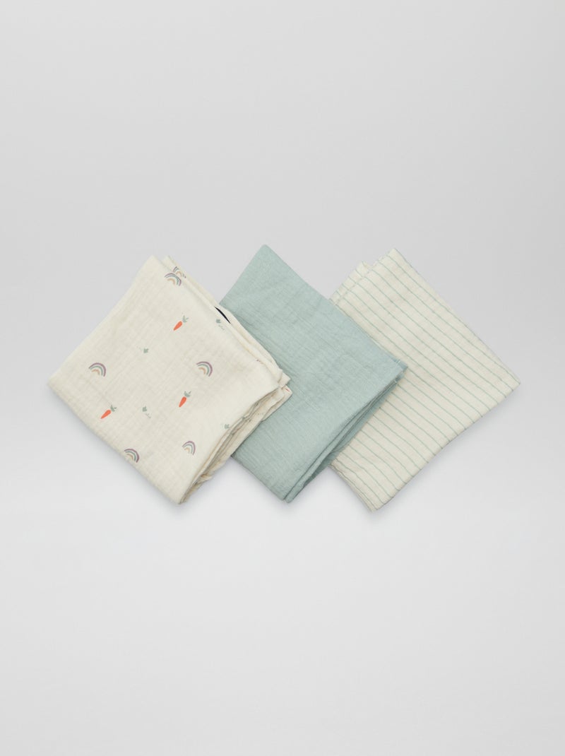 Pack de 3 muselinas de gasa de algodón - BLANCO - 0.00€ - Kiabi