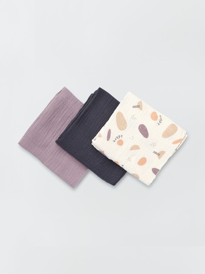 Pack de 3 muselinas lisas y estampadas - BLANCO - Kiabi - 12.00€