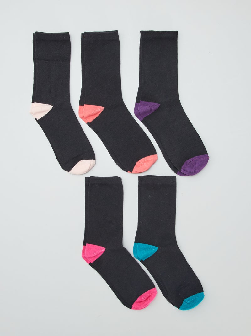 Pack de 5 pares de calcetines de colores - NEGRO - Niña - 6.00€ - Kiabi