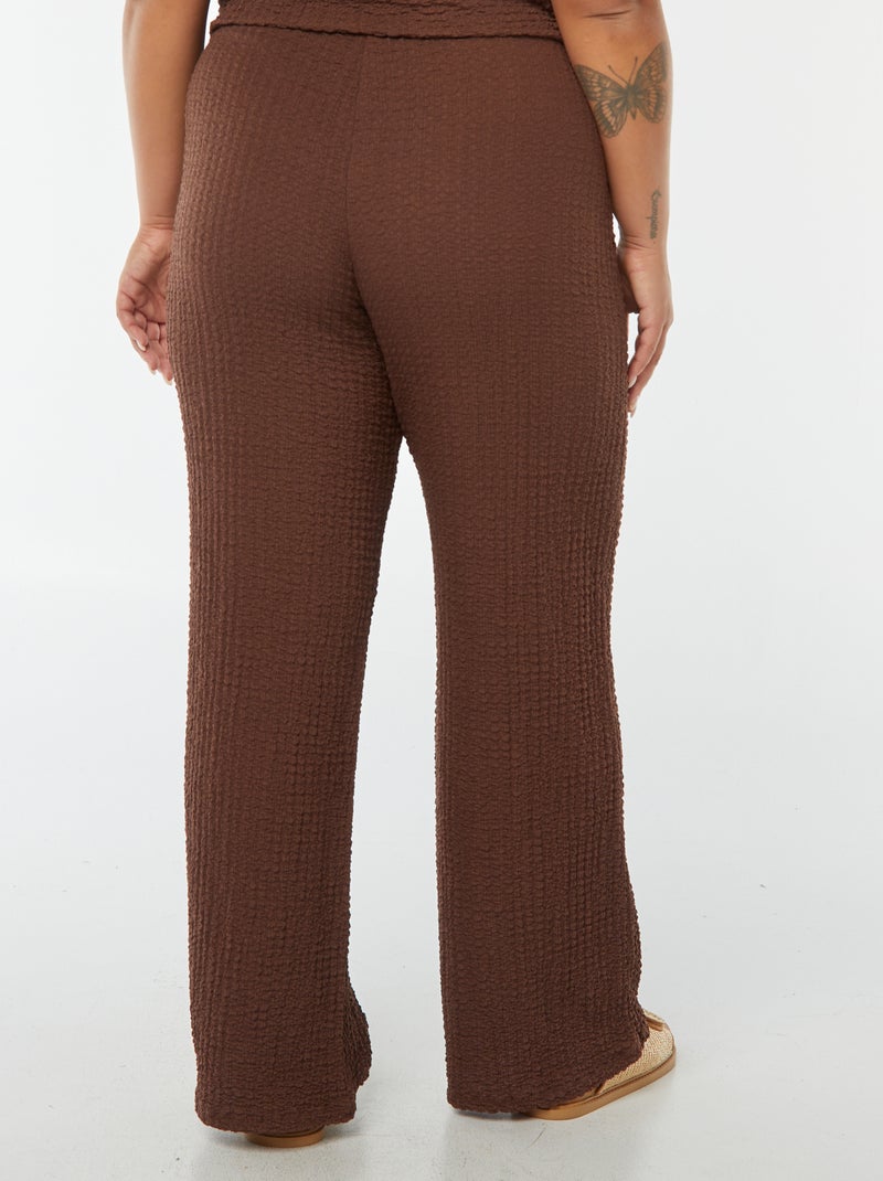 Pantalón ancho de punto gofrado - Marron - Tallas grandes - Mujer - 20. ...