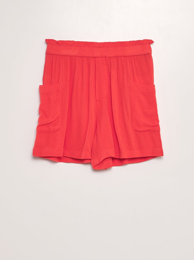 Pantalón corto de punto de crepé - rojo - 8.00€ - Kiabi