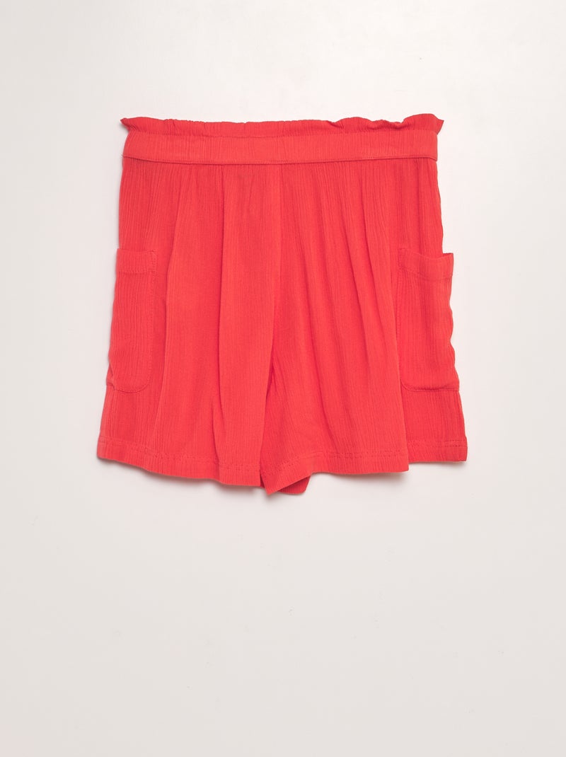 Pantalón corto de punto de crepé - rojo - 8.00€ - Kiabi