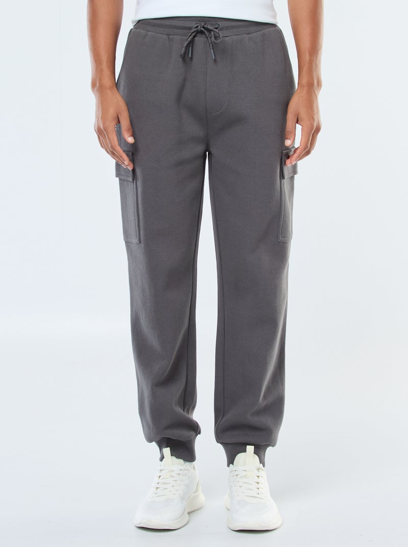 Pantalón de chándal multibolsillos liso - gris - Hombre - 25.00€ - Kiabi