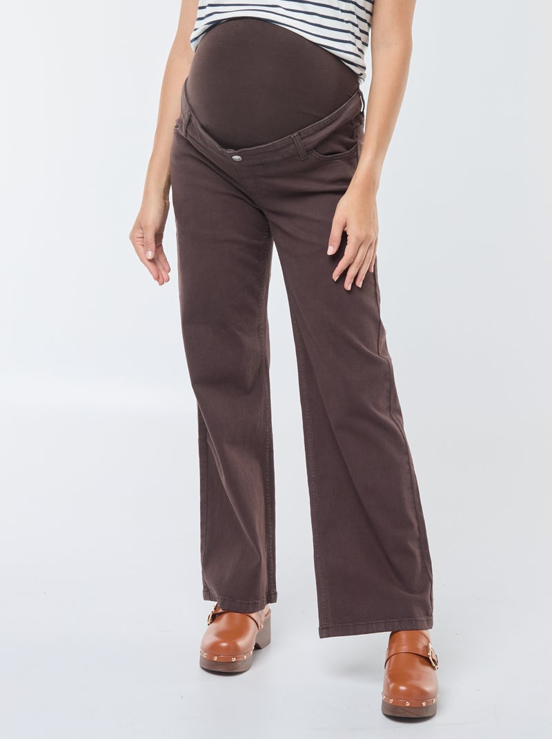 Pantalón de premamá wide leg con estampado de leopardo - Marron ...