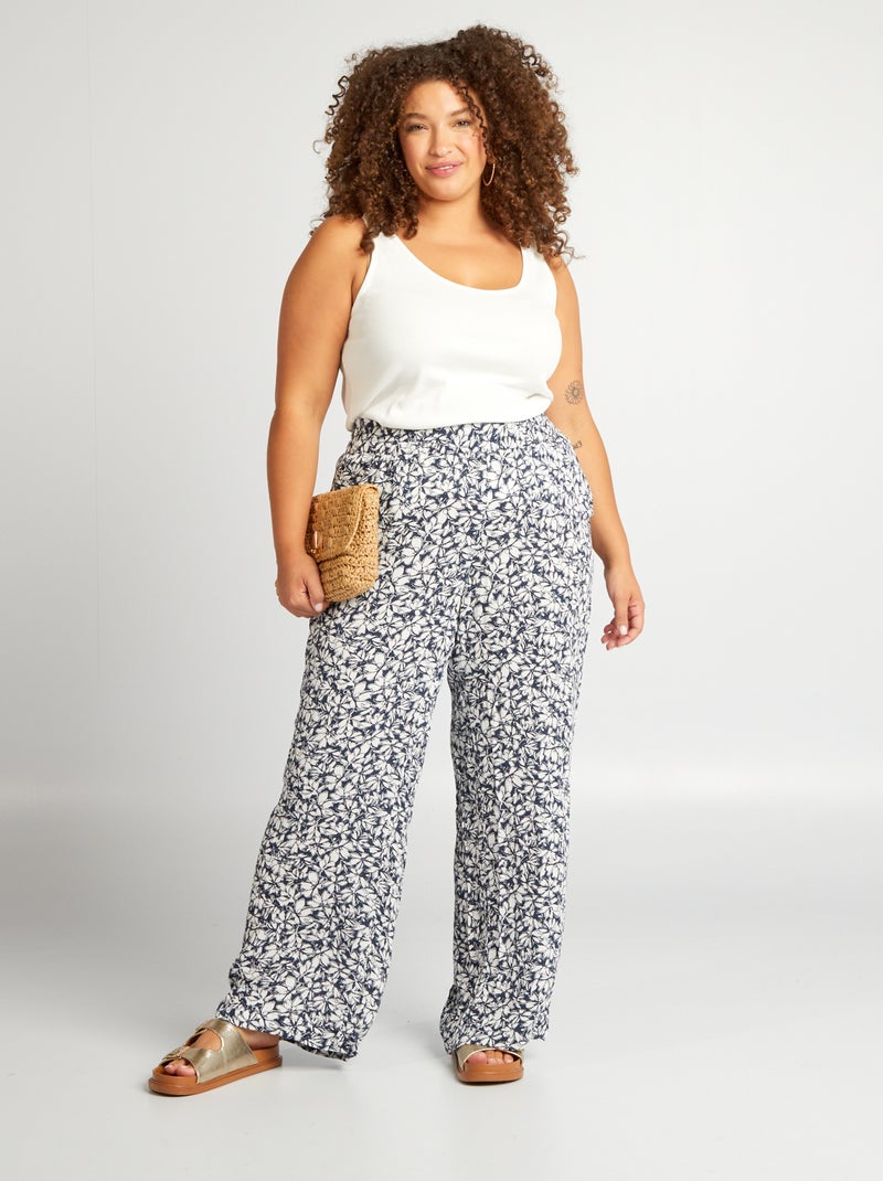 Pantalón fluido 'Vero moda curve' - AZUL - Tallas grandes - Mujer - 37. ...