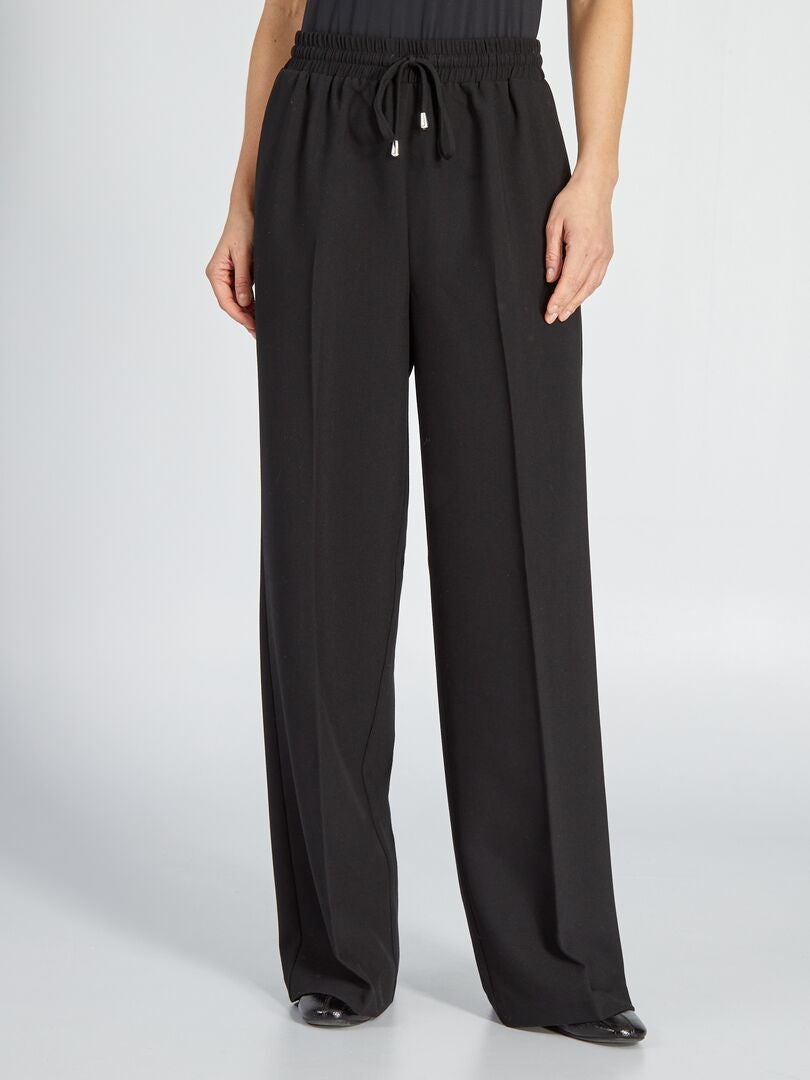 Pantalón recto con cordones para anudar - negro - Kiabi - 22.00€