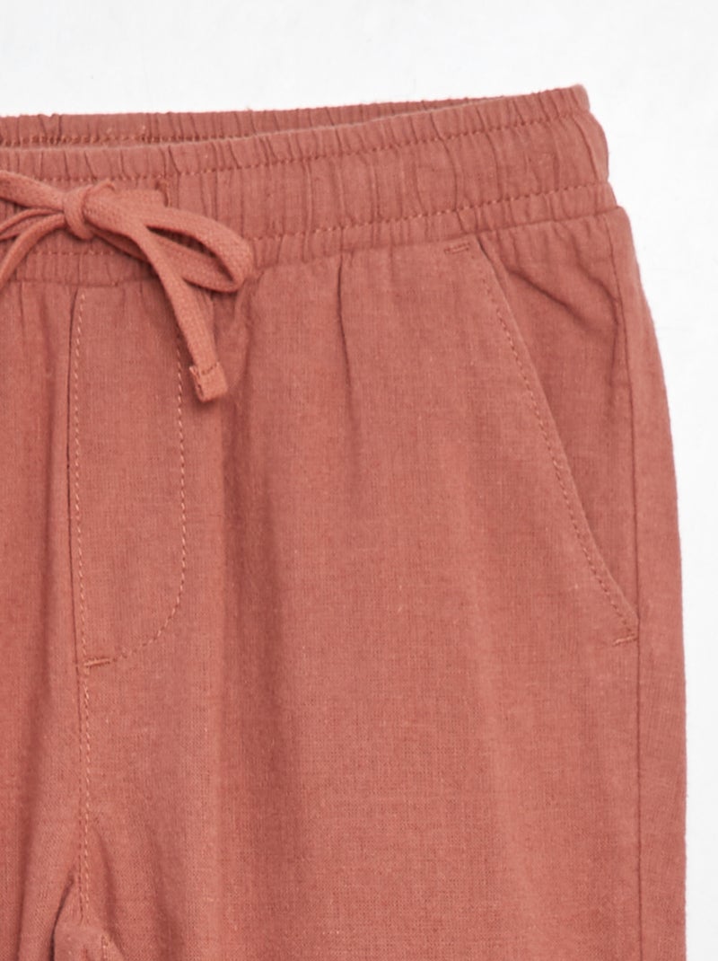 Pantalón regular de lino - ROSA - Niño - 12.00€ - Kiabi