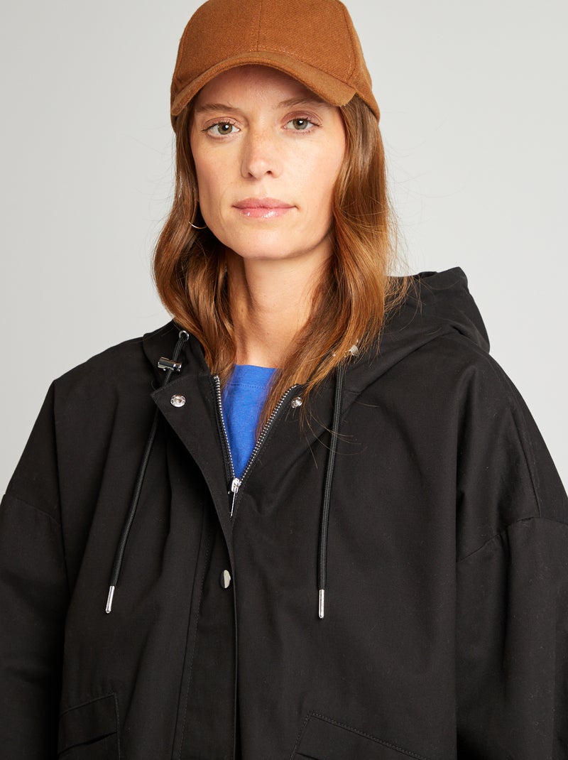 Parka impermeable oversize con capucha - negro - Kiabi - 40.00€