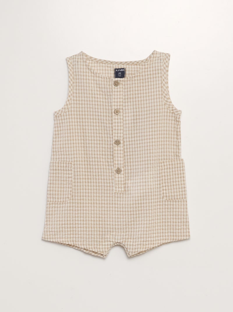 Pelele de cuadros de seersucker - BEIGE - 12.00€ - Kiabi