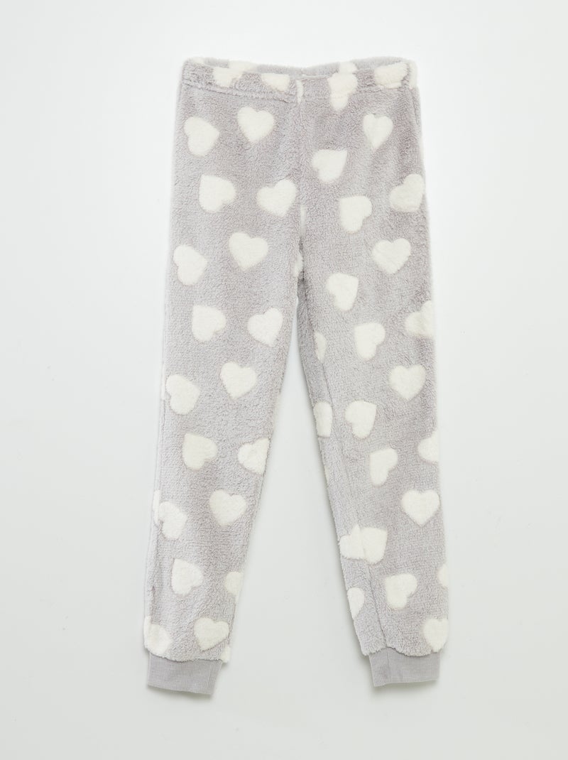 Pijama cálido estampado corazón - 2 piezas - GRIS - 15.00€ - Kiabi