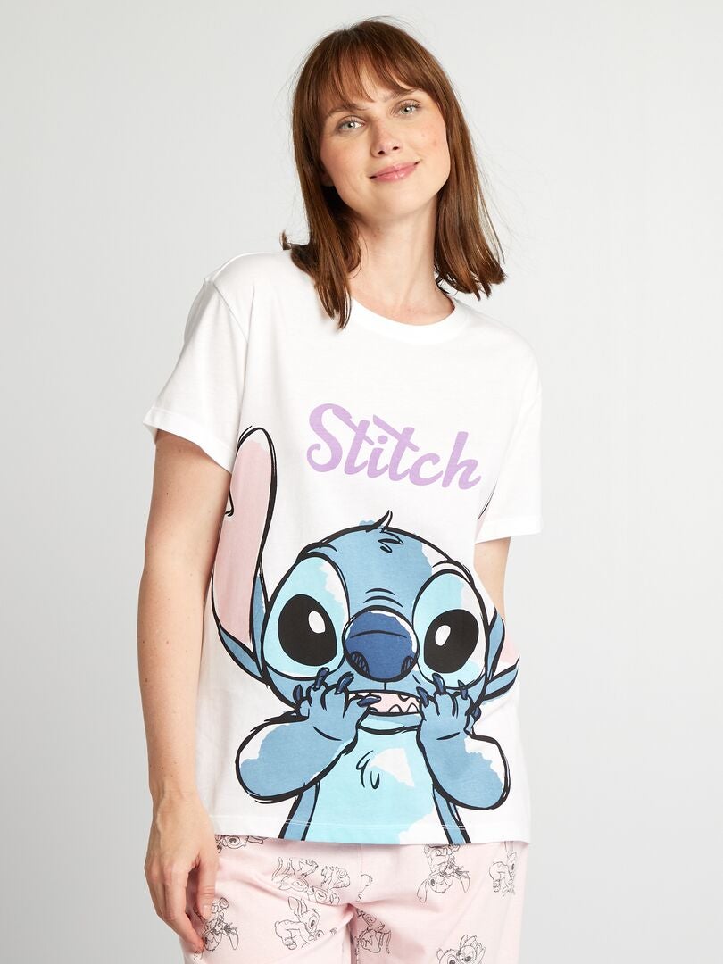 Pijama con camiseta + pantalón 'Stitch' 'Disney' - 2 piezas - ROSA - Kiabi - 18.00€