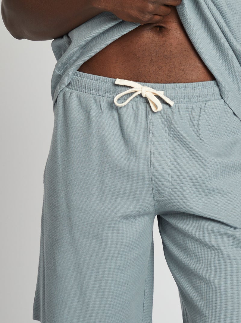 Pijama corto de punto gofrado 2 piezas - AZUL - Hombre - 15.00€ - Kiabi