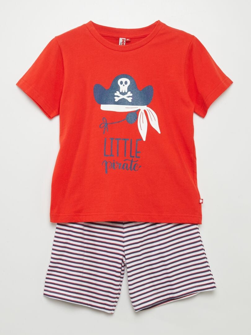 Pijama Corto Pirata Short Camiseta 2 Piezas Rojo Kiabi 1200€