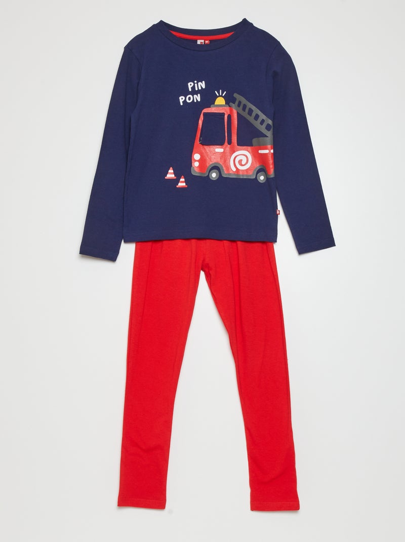 Pijama largo 'bomberos' - 2 piezas - AZUL - 14.00€ - Kiabi