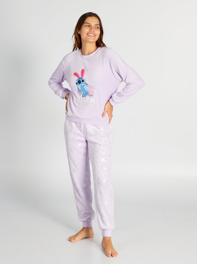 Pijama largo de tejido polar 'Stitch' - 2 piezas - PURPURA - 26.00€ - Kiabi