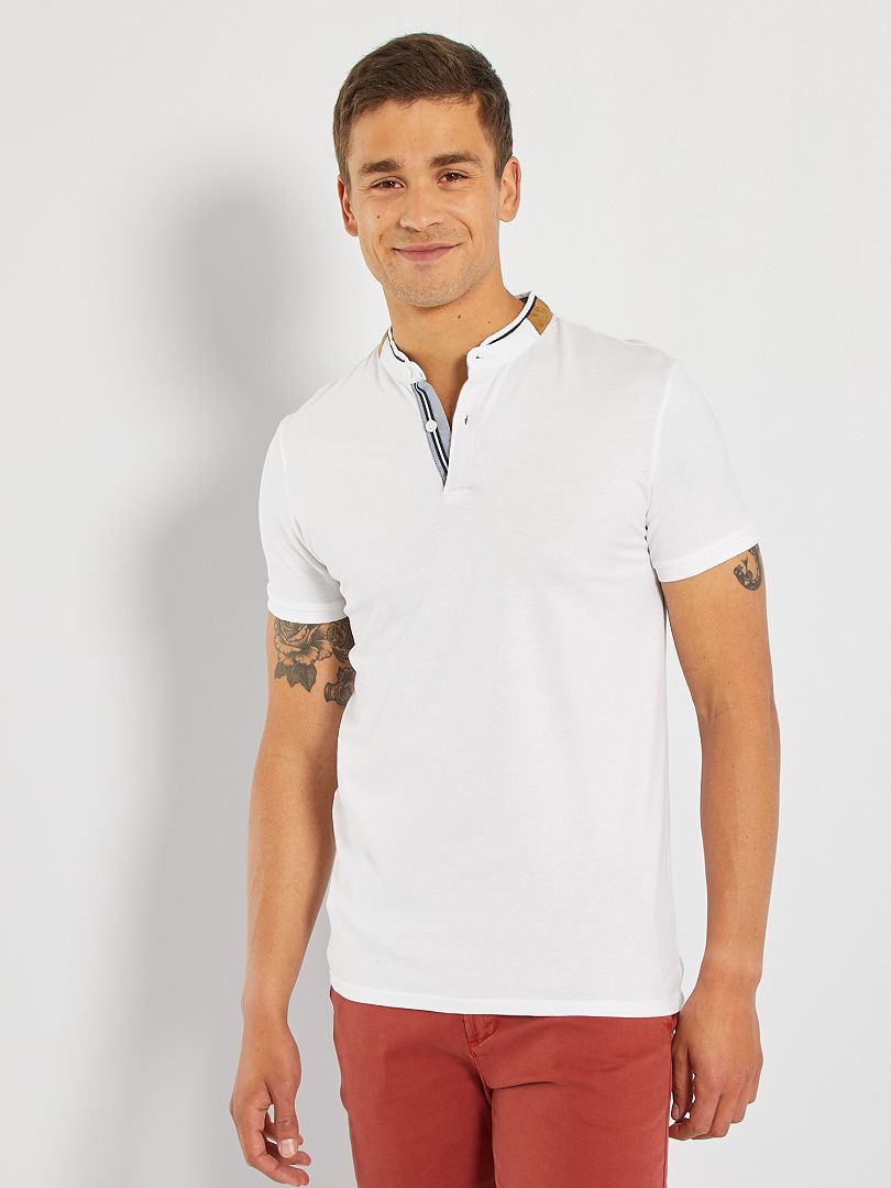 Polo con cuello mao - Blanco - Kiabi - 10.00€
