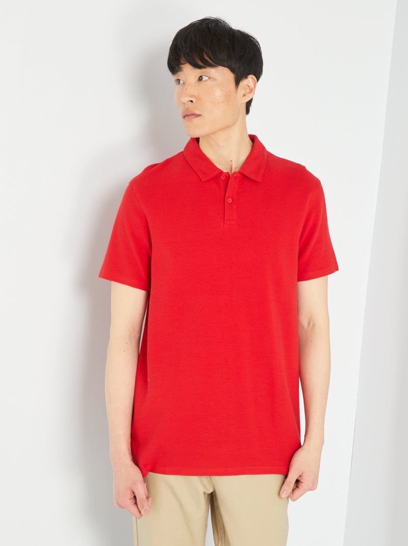 Polo de jacquard liso - ROJO - 12.00€ - Kiabi
