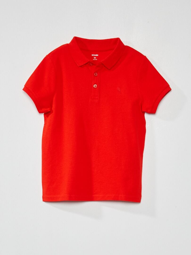 Polo de piqué de algodón liso - ROJO - Kiabi - 5.00€