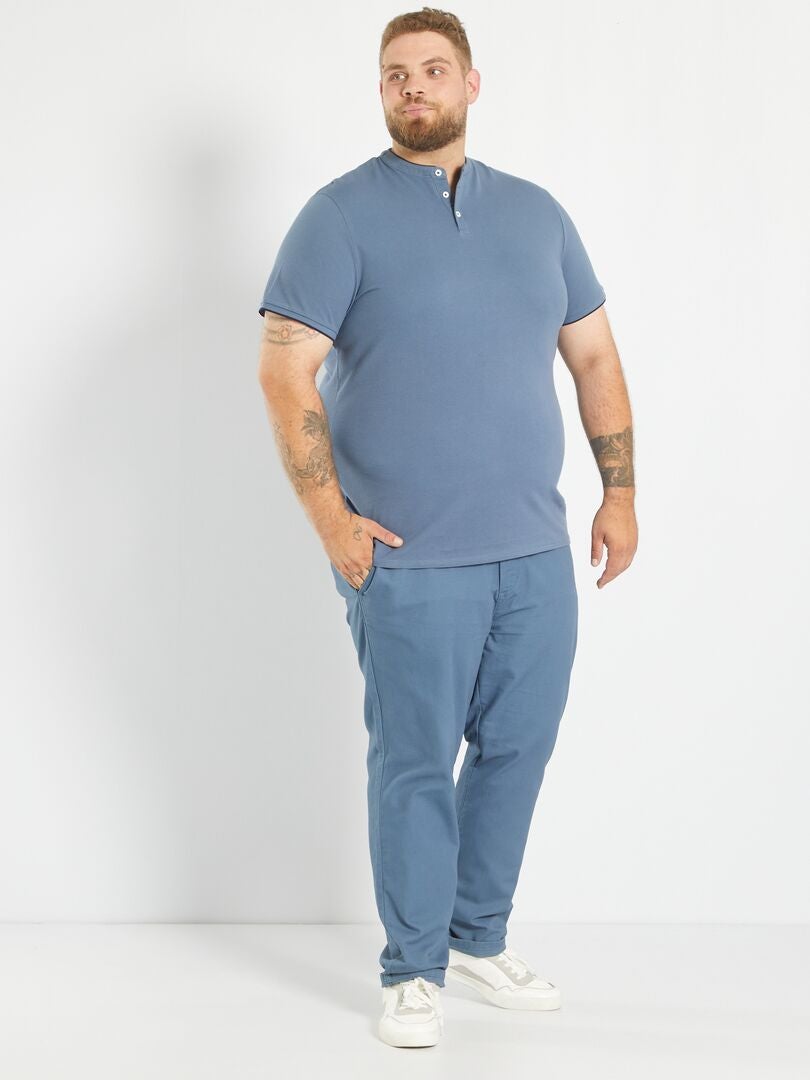 Polo liso con cuello panadero - AZUL - Kiabi - 12.00€